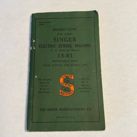 Singer | Other | Vintage 941 Singer Sewing Machine Instruction Manual ...